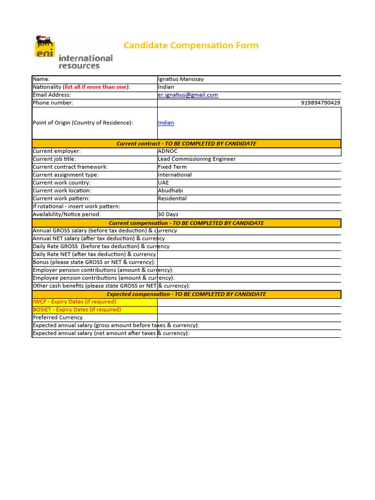 Candidate Compensation Form 062023 | PDF