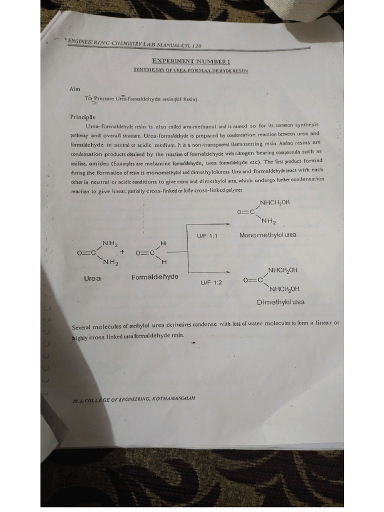 Urea Formaldehyde Resin | PDF