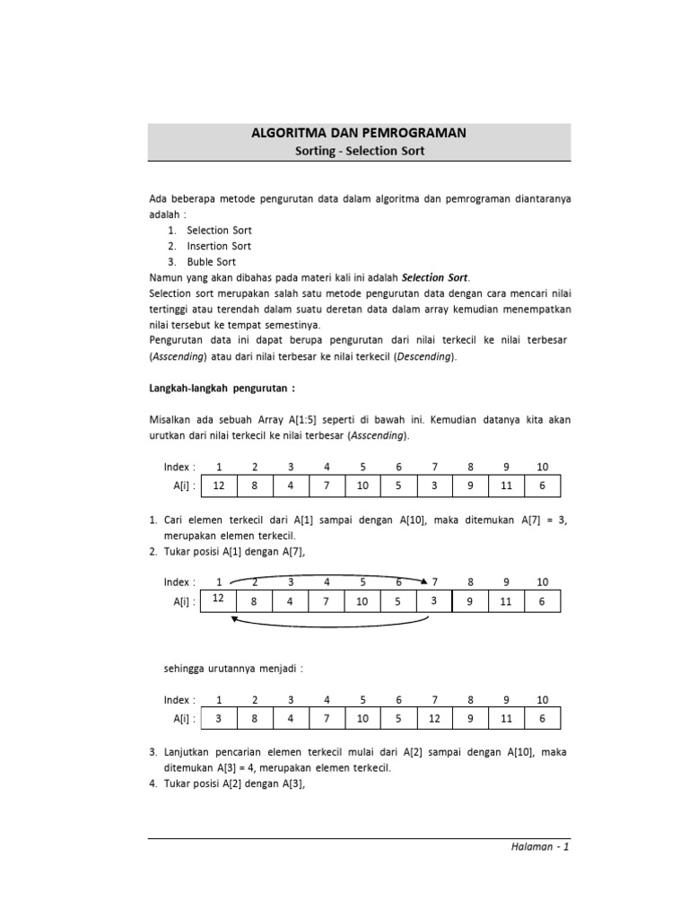 Panduan Lengkap Selection Sort | PDF