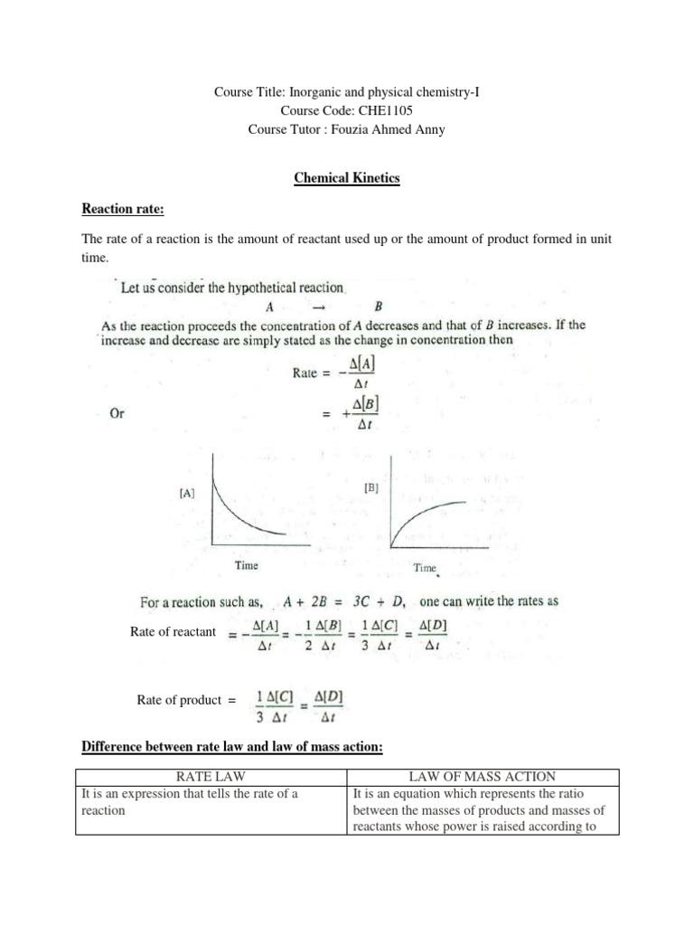 Chemical Kinetics and Reaction Orders | PDF | Reaction Rate | Chemical ...