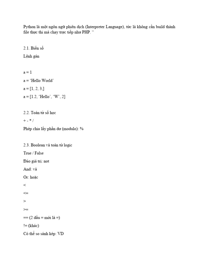 Tự Ghi Chép Về Python | PDF