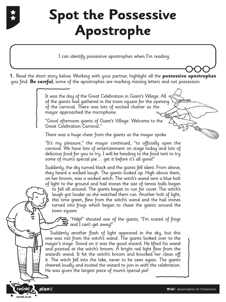 Activity Sheet Spot the Possessive Apostrophe | PDF