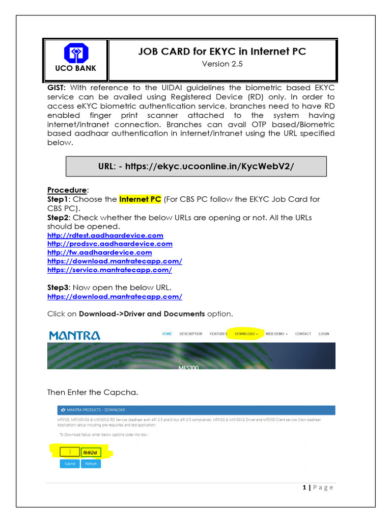 EKYC - JOB - CARD - For - Internet PC - Version - 2.5 - Updated | PDF | Personal Computers ...