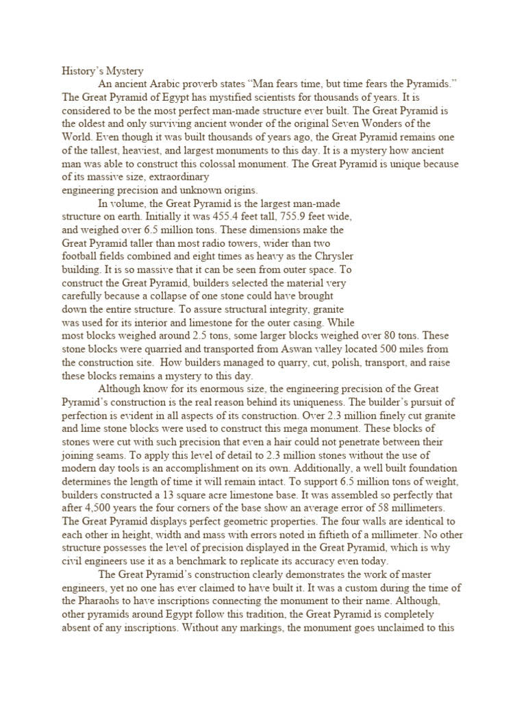 The Great Pyramid's Engineering Mystery | PDF | Egyptian Pyramids | Pyramid