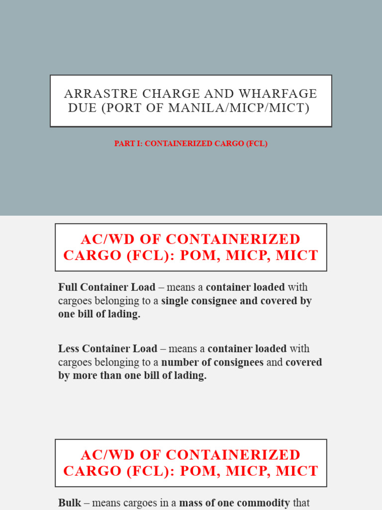 Manila Port Cargo Charges Guide | PDF | Cargo | Sets Of Chemical Elements