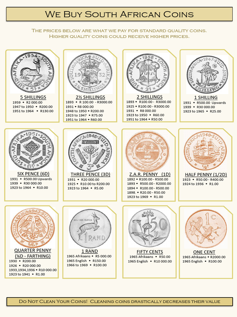 South African Old Coin Price List | PDF