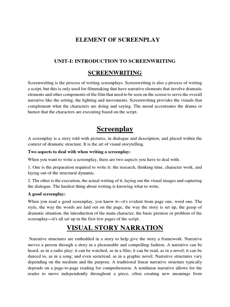 Element of Screenplay | PDF | Screenplay | Screenwriting