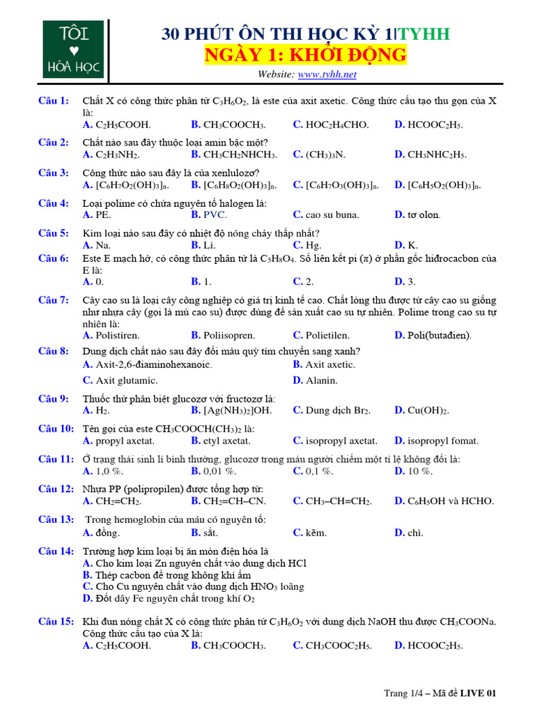 Ngày 1 - KH I Đ NG Ôn Thi HK 1 | PDF