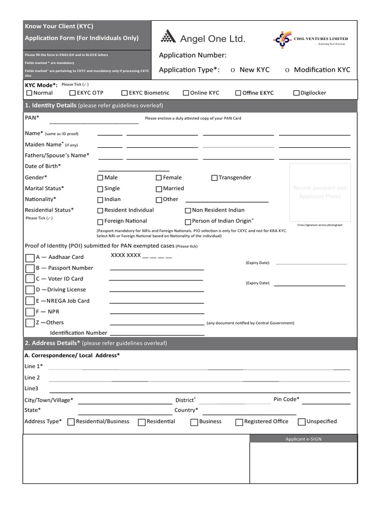 Angel One Kra Form Individual | PDF | Identity Document | Access Control