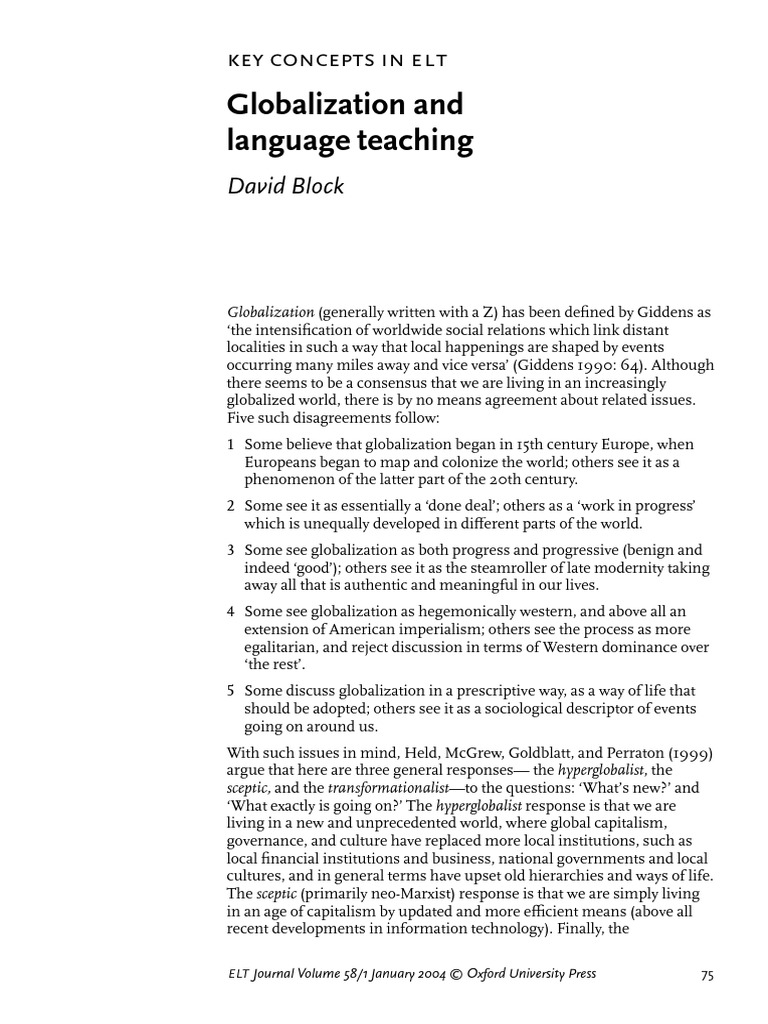 Globalization and English Teaching | PDF