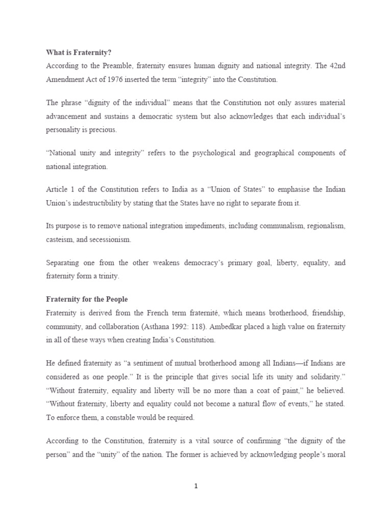 What Is Fraternity | PDF | Social Equality | Dignity