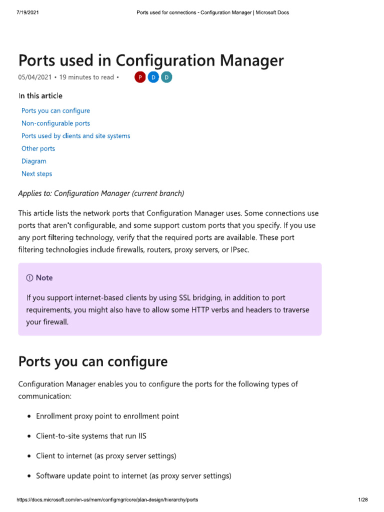 Appendix A - Ports Used in ConfigMgr | PDF