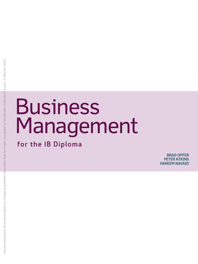 Ib Business Managment For The Ib Diploma Program Sample Pages | PDF ...