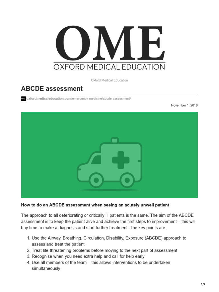 Oxfordmedicaleducation ABCDE Assessment | Download Free PDF | Clinical ...