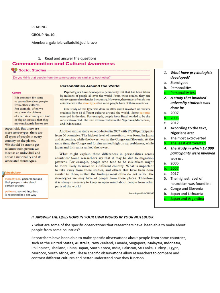Reading Personality Traits | PDF | Extraversion And Introversion | Behavioural Sciences