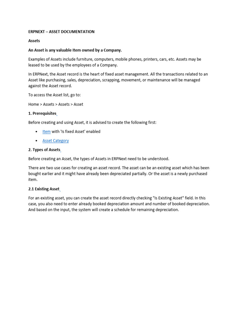 ERPNEXT - Fixed Asset Documentation | PDF | Depreciation | Economies