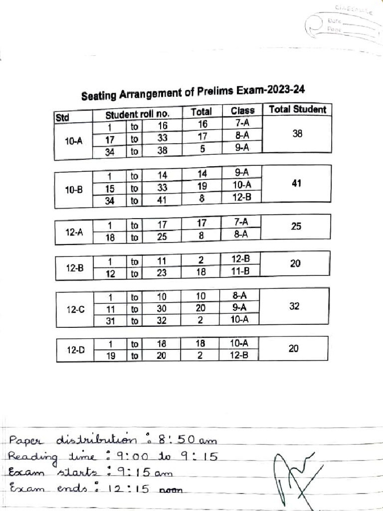 Prelims Seating Plan and Timings | PDF