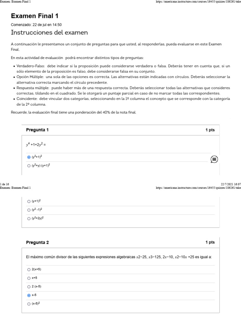 Examen Examen Final 1 Mate | PDF | Matemáticas | Aritmética
