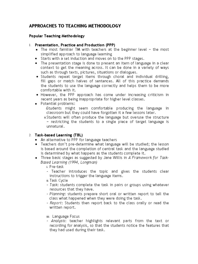 Teaching Methodologies Overview | PDF | Pedagogy | Psycholinguistics