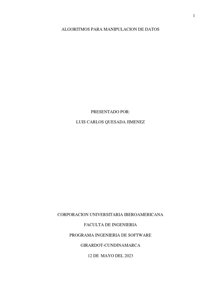 ALGORITMOS PARA MANIPULACION DE DATOS | PDF | Hardware de la computadora | Almacenamiento de ...