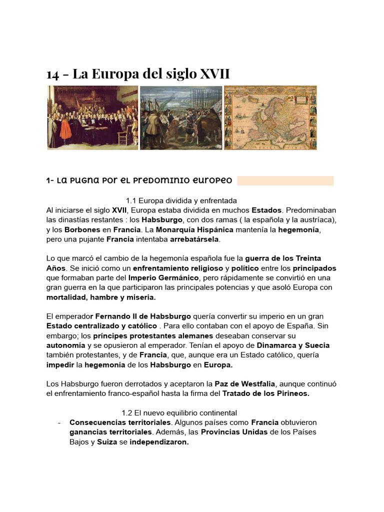 TEMA 14 - La Europa Del Siglo XVII | PDF | Viajes y turismo | Clásicos