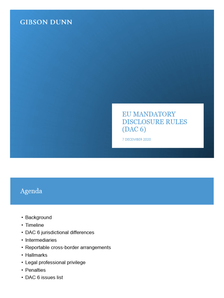 DAC 6 Presentation | PDF | Limited Liability Partnership | Hedge Fund