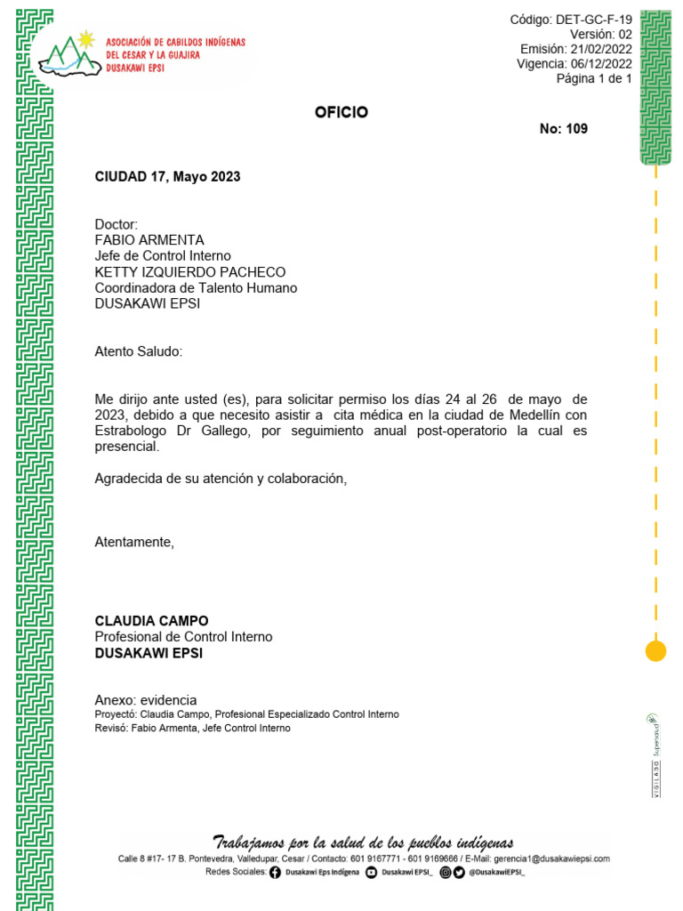 Det - Gc-f-19. Formato de Oficio | PDF