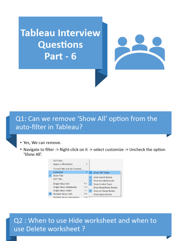 Tableau Interview Questions - Video 6 | PDF