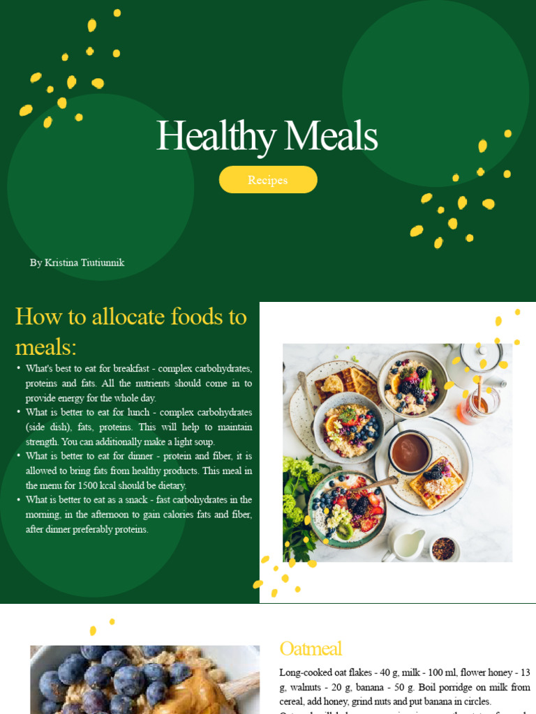 Healthy Meals | PDF | Oatmeal | Lentil