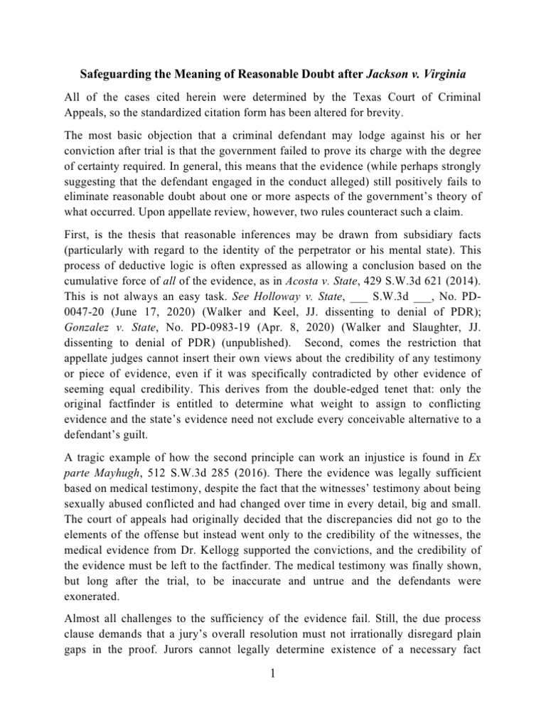 Rational Juries and "Reasonable Doubt" (Texas Case Law) | PDF ...