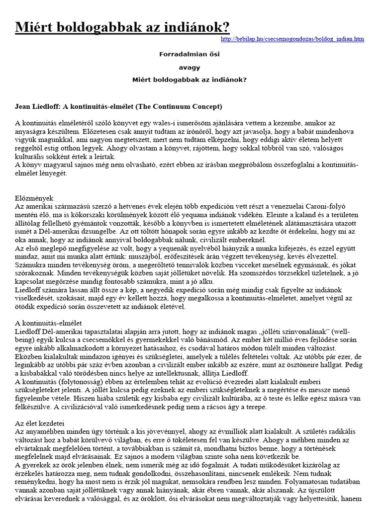 Jean Liedloff Kontinuitás Pdf
