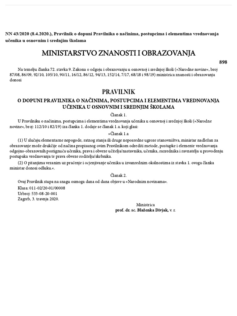 Pravilnik o Dopuni Pravilnika o Načinima, Postupcima I Elementima ...