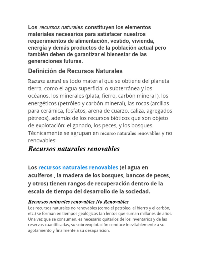 Recursos Naturales Renovables | PDF