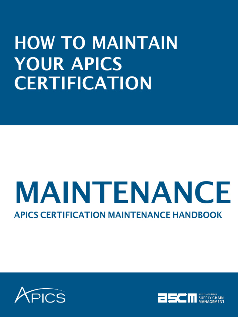 Maintenance Handbook Cpim Cfpim CSCP CLTD | PDF | Credential ...