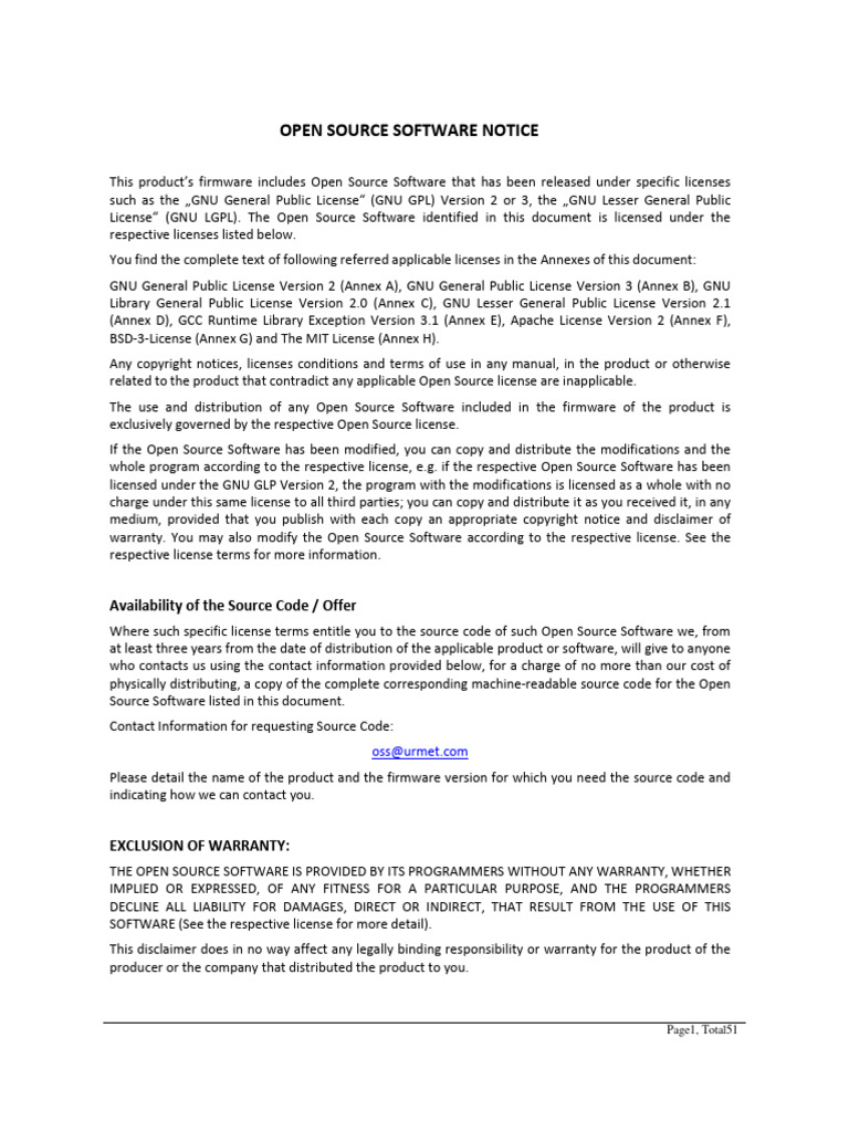 Open Source Software Notice 800885 | PDF | Source Code | Free Software