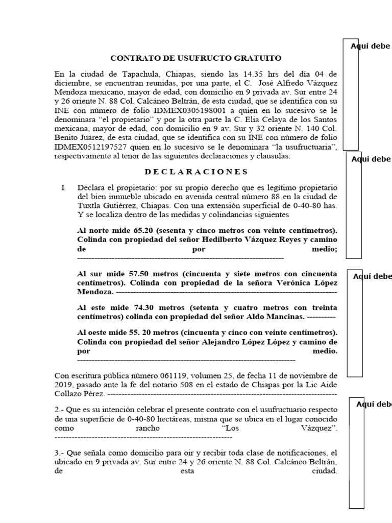 Contrato de Usufructo | PDF | Propiedad | Ley común