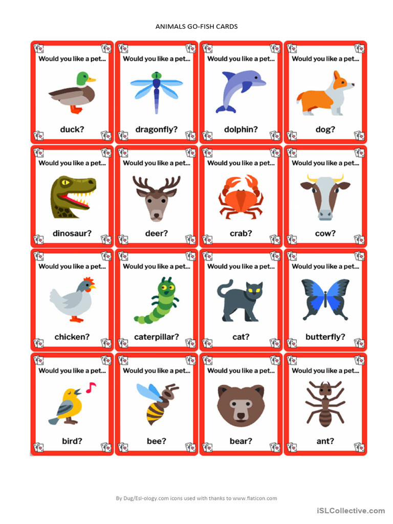 Animals Go Fish Cards | PDF