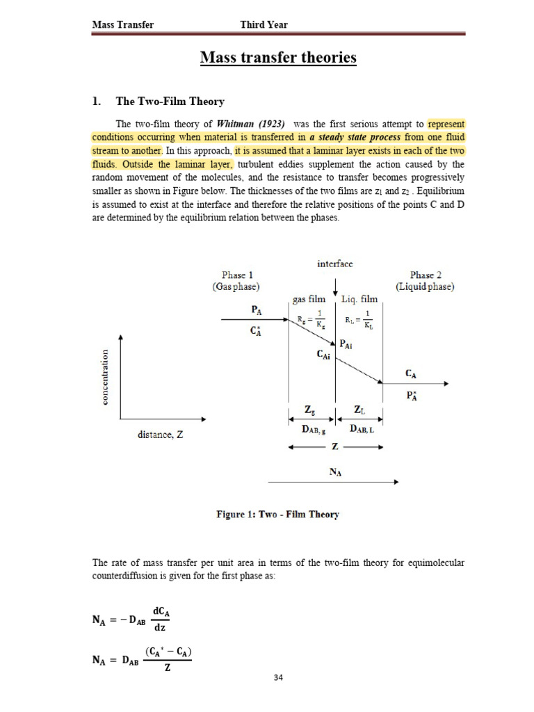 Lect 3 Mass Transfer - PT | PDF | Diffusion | Gases