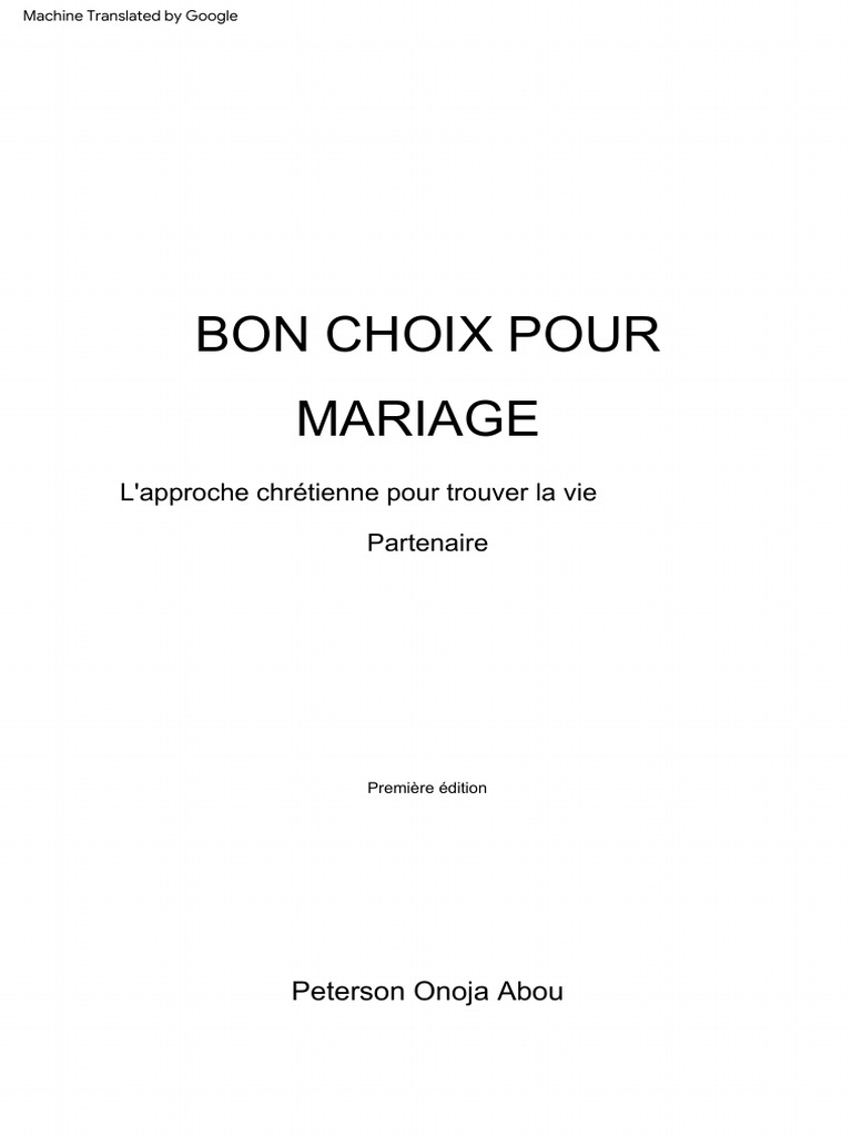 Bon Choix Pour Le Mariage - Peterson Onoja Abu | PDF | Dieu | Ève