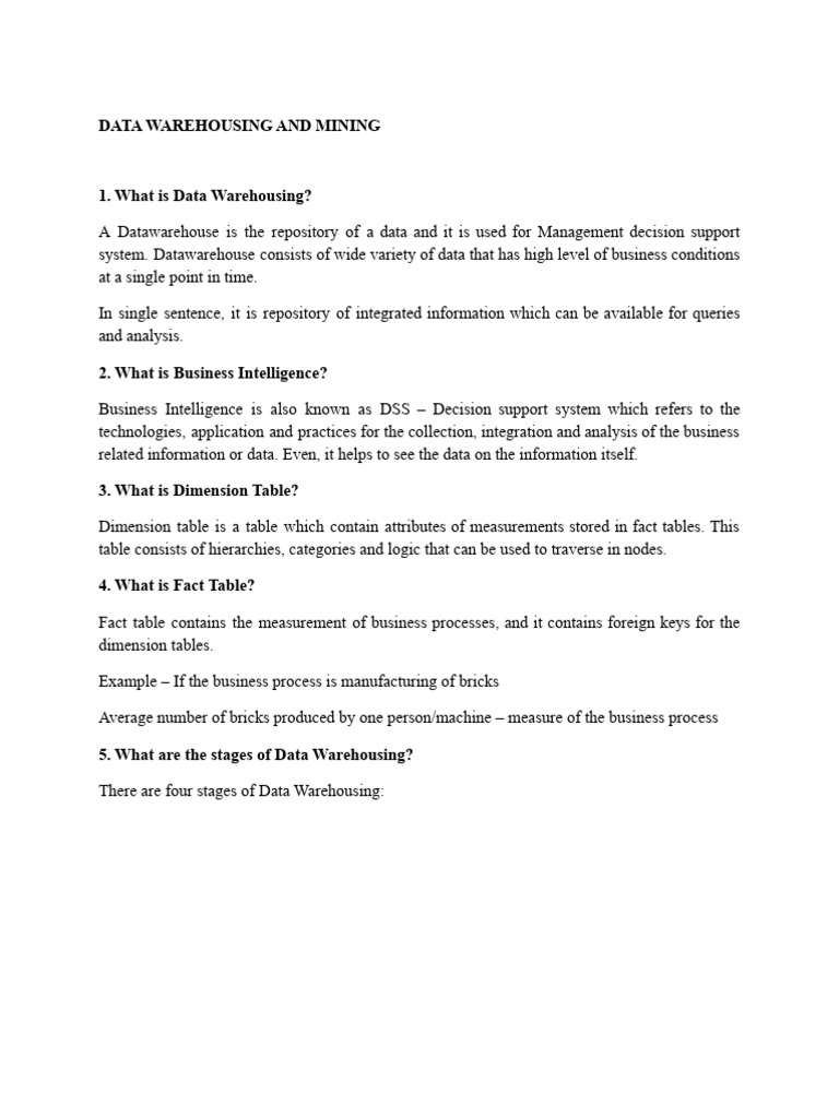 DWM - Viva and Short Question Answers | PDF | Data Warehouse | Data Mining