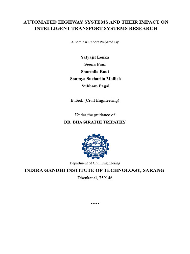 Automated Highway System Seminar Report | Download Free PDF | Traffic ... Automated Highway System Seminar Report | Download Free PDF | Traffic ...