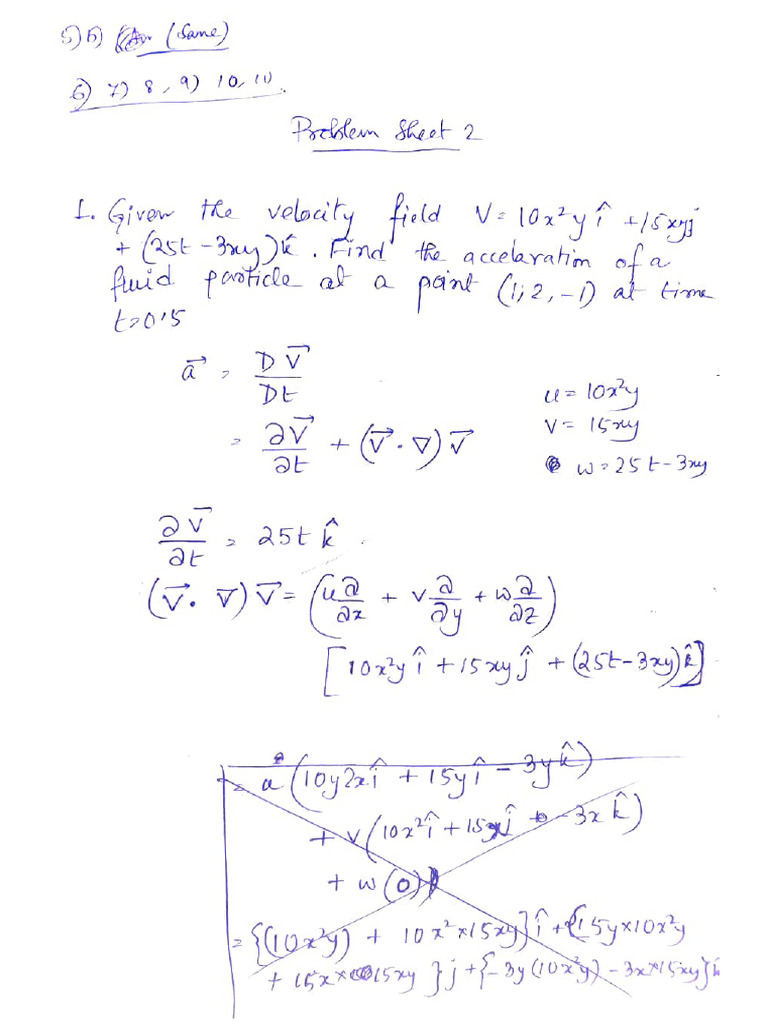 Fluid Sheet 2 Kinematics Solution | PDF Fluid Sheet 2 Kinematics Solution | PDF