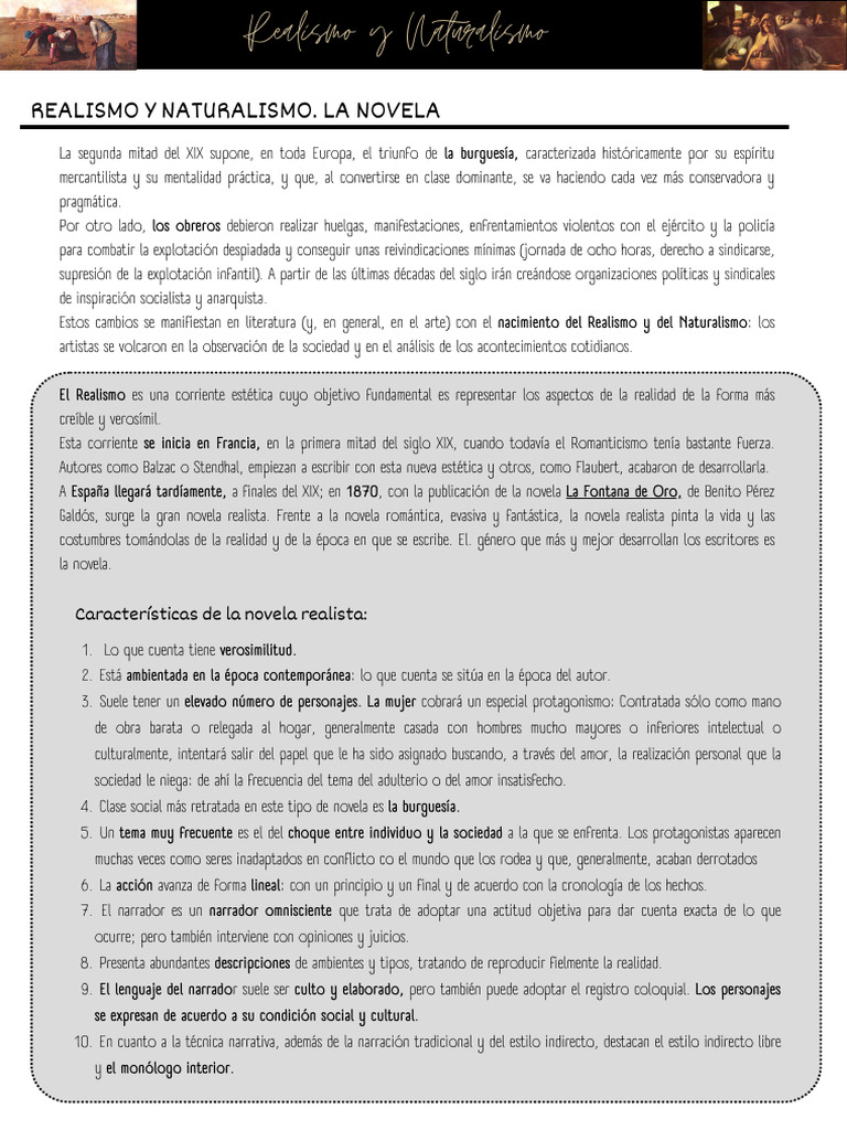 Realismo y Naturalismo. | PDF | Realismo literario