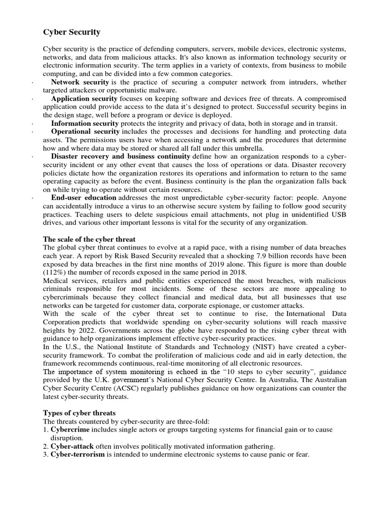 Cyber Security | PDF | Security | Computer Security
