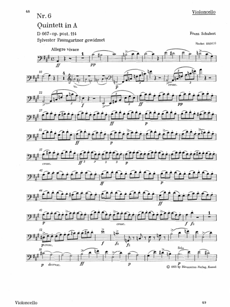 Quinteto en La, Op.667 - Cello (F. Schubert) | PDF