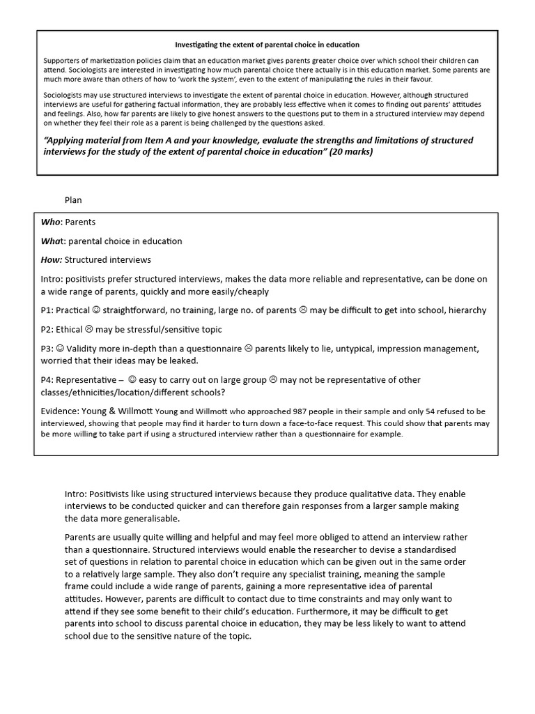 Structured Interview Model Answer | PDF | Questionnaire | Sampling ...