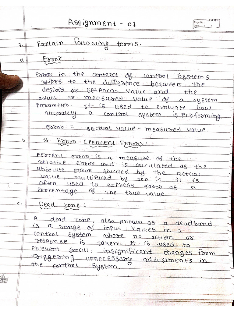 Process Control Assignment 1 | PDF