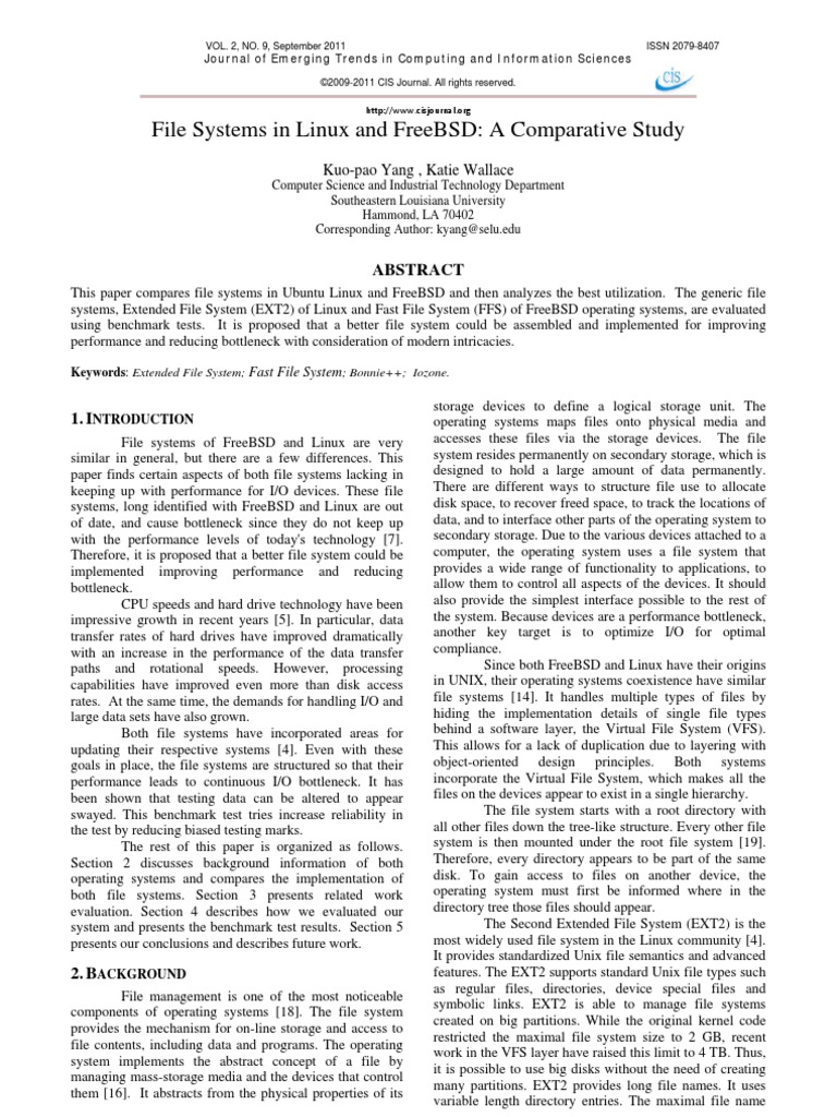 File Systems in Linux and Freebsd: A Comparative Study: Kuo-Pao Yang ...