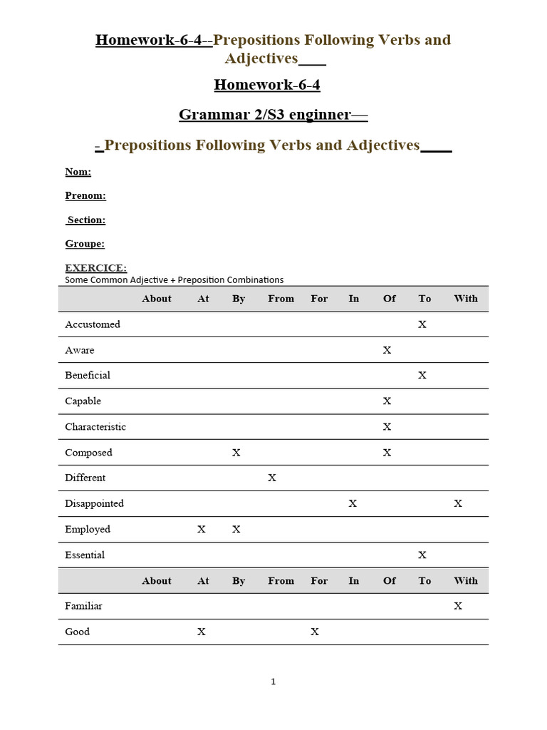 Prepositions with Verbs and Adjectives | PDF