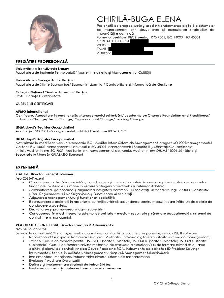 CV Chirila Buga Elena 2023 | PDF